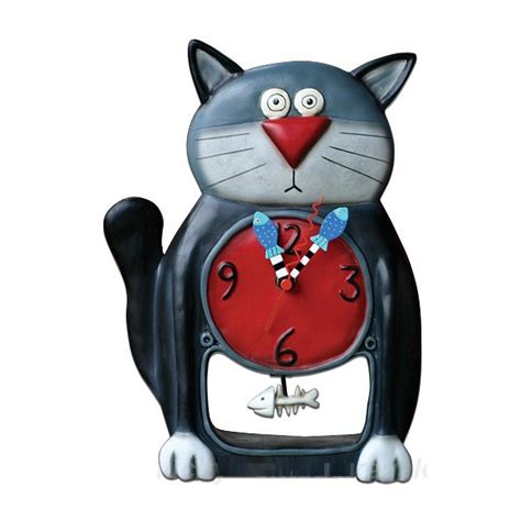 Black Kitty Cat Clock Penguin Gallery