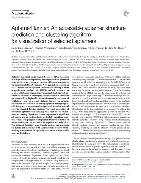 Pdf Aptamerrunner An Accessible Aptamer Structure Prediction And Clustering Algorithm For