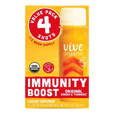 Vive Organic Immunity Boost Shot Original Ginger And Turmeric Wellness