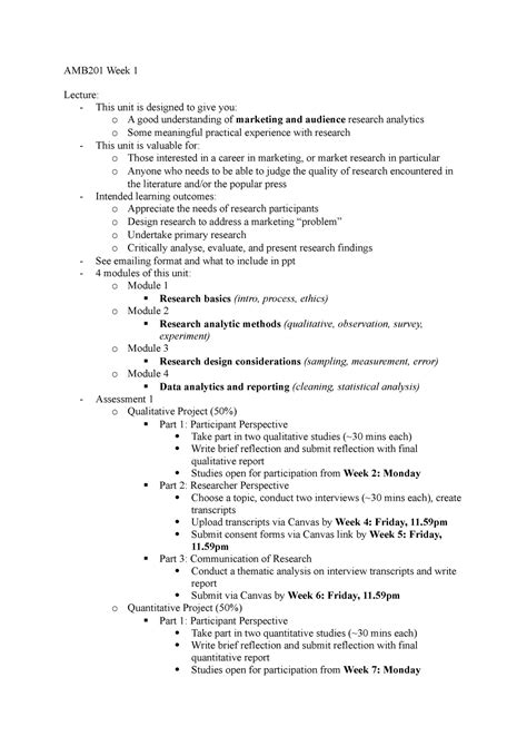 amb201 week 1 week 1 lecture notes amb201 week 1 lecture this unit is designed to give
