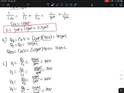 Solved 4 For The System Of Four Capacitors Shown Below Find A Equivalent Capacitance Of The