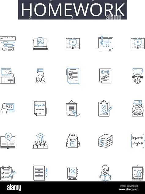 Homework Line Icons Collection Assignment Task Project Activity Test