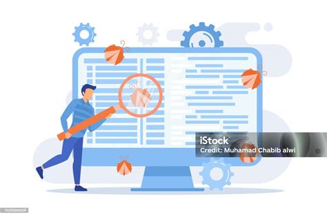 Software Testing Programmer Magnifier Looking For Defects In Programme