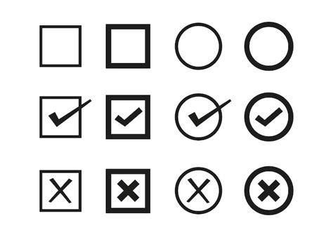 Premium Vector Checkmark And X Mark Icons Set Validation Symbols Illustration