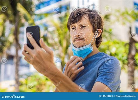 Facial Recognition Grid Overlay Face Recognition In Medical Mask Using