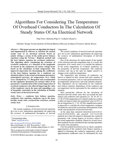 algorithms for considering the temperature of overhead conductors in