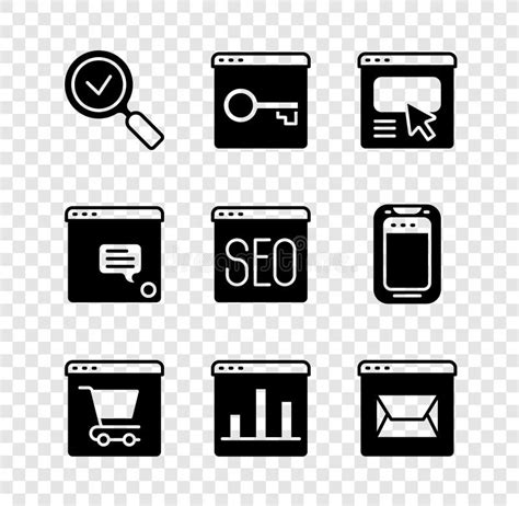 Set Magnifying Glass With Check Mark Ssl Ui Or Ux Design Online