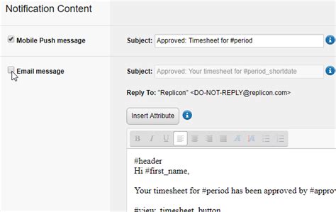 Setting Up Automated Notifications Replicon
