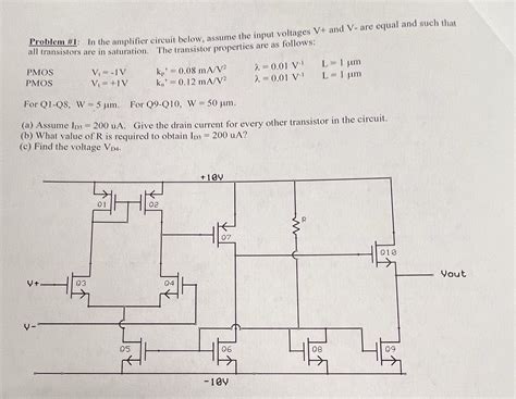 Solved Problem 1 In The Amplifier Circuit Below Assume Chegg Com