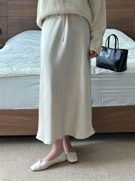 페드보헤브 당일배송 봄 스트링 실크 새틴 샤틴 스커트 페드보헤브 위시버킷