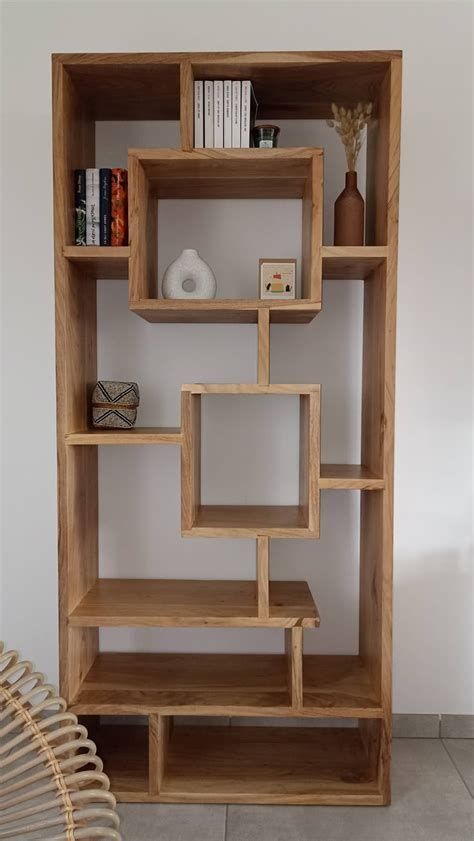 Bibliothèque Ouverte Design En Bois Massif L80 Cm Chapman