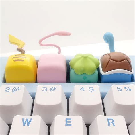 포켓몬 애니메이션 게임 기계식 키캡 피카츄 불바사우르 챠만더 Eevee Pvc 만화 캐릭터 꼬리 피규어 장난감 모델 카와이