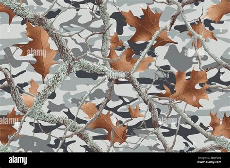 Camouflage Seamless Pattern Forest Real Oak Tree Camouflage Design