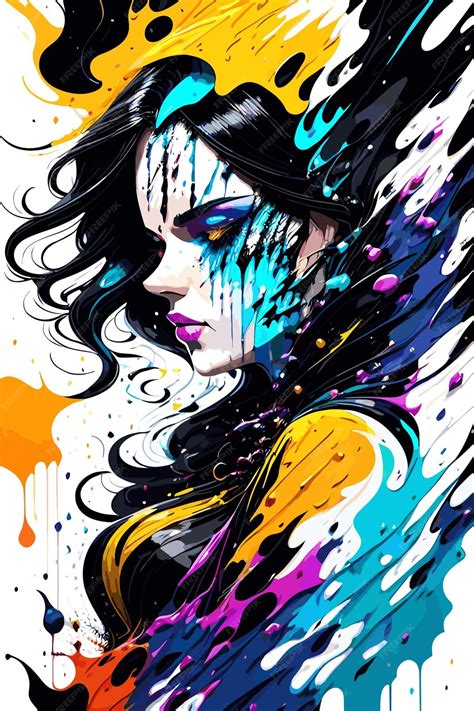 Premium Vector Digital Painting Art Of A Woman With Water Color