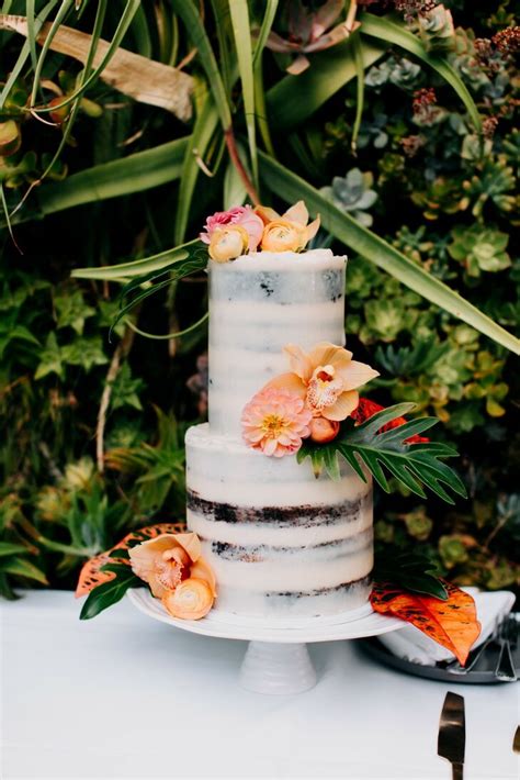 Simple Semi Naked Cake With Flowers