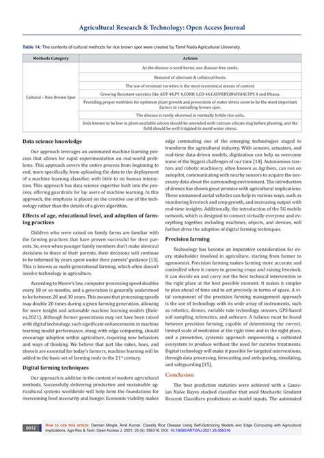Classify Rice Disease Using Self Optimizing Models And Edge Computing With Agricultural