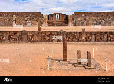 Semi Subterranean Temple With The Ponce Monolith Visible In The