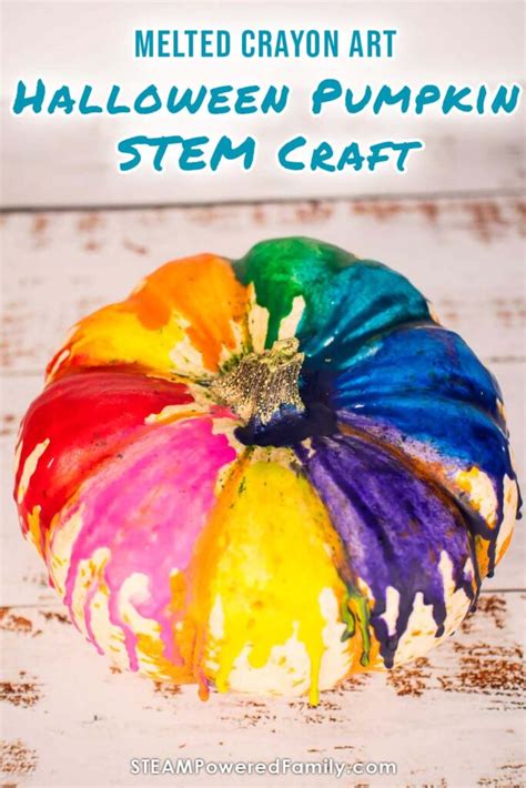 Melted Crayon Art Halloween Pumpkin Stem Craft