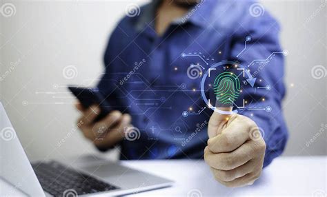 Futuristic Digital Processing Of Biometric Identification Fingerprint Scanner Concept Digital