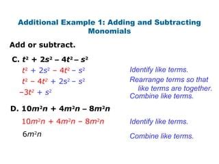 Adding And Subtracting Polynomials PPT Science