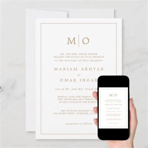 Elegant Script Gold Monogram Invitation Zazzle