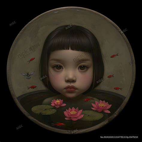 Ai创作图小女孩系列插画 卡通中国风小女孩 写实人物插画 小女孩头像插画 怡然自得的小女孩插画 中国风娃娃 小女孩插画小场景 龙年小女孩插画