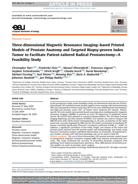 Pdf Three Dimensional Magnetic Resonance Imaging Based Printed Models Of Prostate Anatomy And