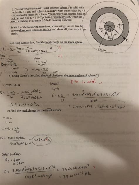Solved 2 Consider Two Concentric Metal Spheres Sphere Yis