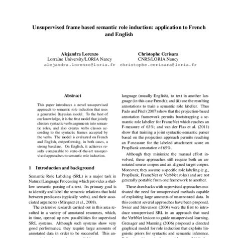 Unsupervised Frame Based Semantic Role Induction Application To French