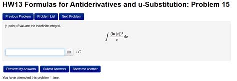 Solved Hw13 Formulas For Antiderivatives And U Substitution