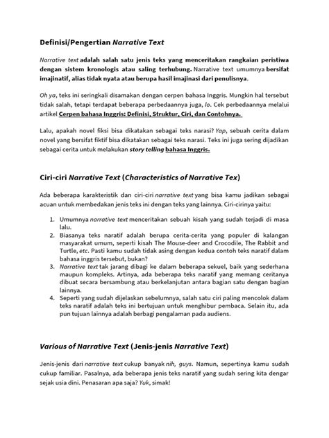 Pengertian Struktur Dan Contoh Narative Bahasa Inggris Pdf