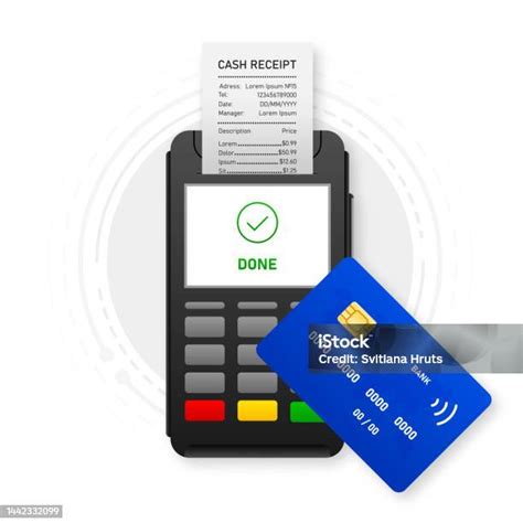 단말기를 이용한 신용 카드 결제 승인 된 결제 Nfc 카드 벡터 그림입니다 생산 라인에 대한 스톡 벡터 아트 및 기타 이미지