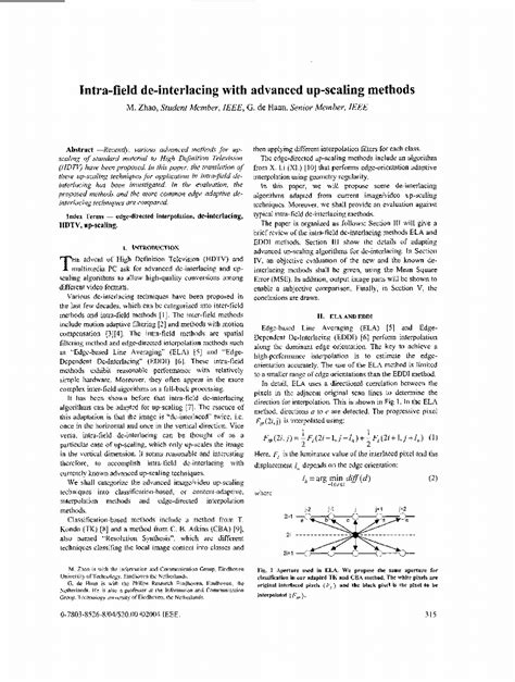 Intra Field De Interlacing With Advanced Up Scaling Methods Ieee Conference Publication Ieee