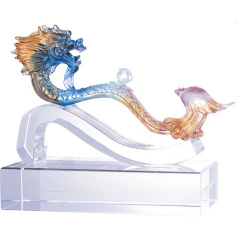 WS 11045龍飛鳳舞脫臘精品琉璃作品 文盛水晶琉璃專賣店