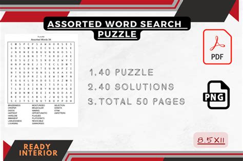 Assorted Word Search Adult Activity Graphic By Luham Digital Products Creative Fabrica