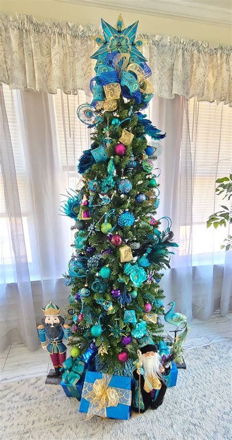 Vibrant Peacock Christmas Tree Decorations