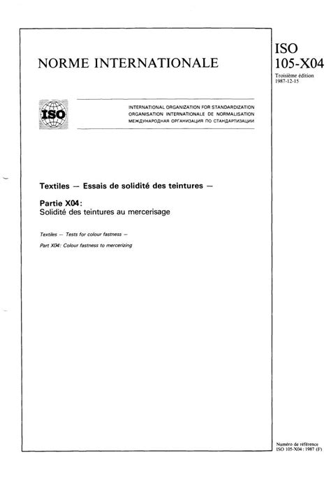 ISO 105 X04 1987 Textiles Tests For Colour Fastness Part X04 Colour Fastness To Mercerizing
