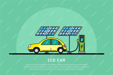 충전소에서 충전하는 전기 자동차 그림 전기 이동성 개념 에코 자동차 라인 배너 프리미엄 벡터