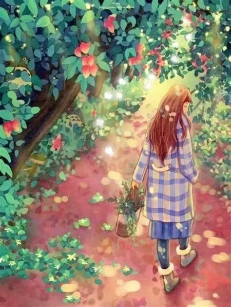 女孩 背影 插画 高清图片，堆糖，美图壁纸兴趣社区