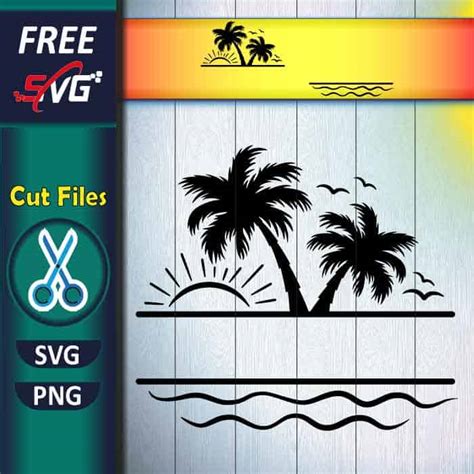 Free Palm Tree Split Frame Svg Cut File For Cricut Sunshine Svg Best Free Svg Files