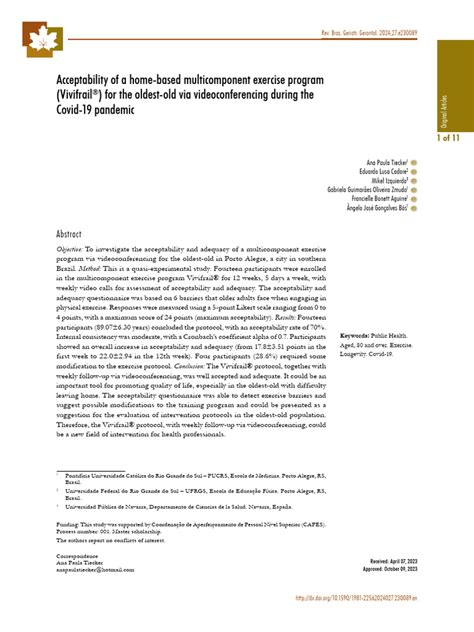 Acceptability Of A Home Based Multicomponent Exercise Program For The