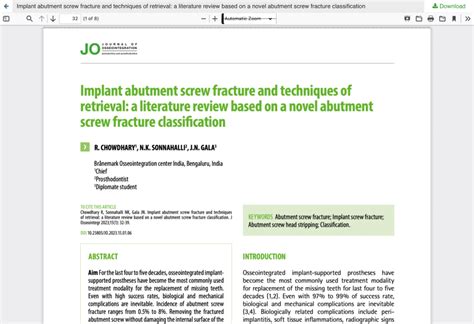 Pdf Implant Abutment Screw Fracture And Techniques Of Retrieval A Literature Review Based On