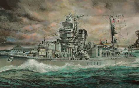 Wallpaper Japan The Japanese Imperial Navy Light Cruiser Yahagi Ijn