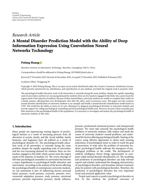 Pdf A Mental Disorder Prediction Model With The Ability Of Deep