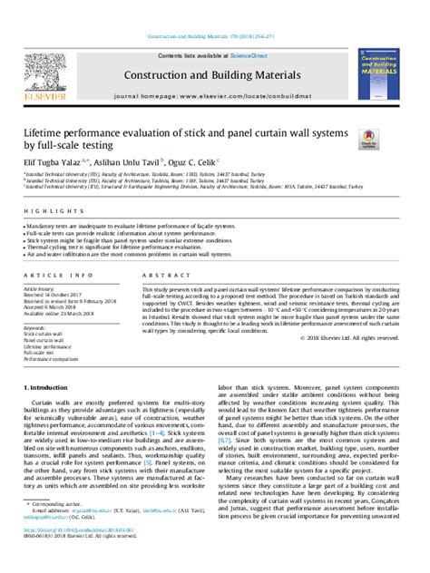 Pdf Lifetime Performance Evaluation Of Stick And Panel Curtain Wall Systems By Full Scale Testing