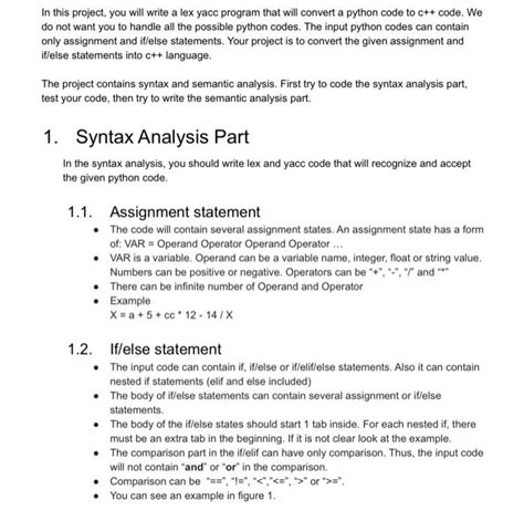 Solved In This Project You Will Write A Lex Yacc Program
