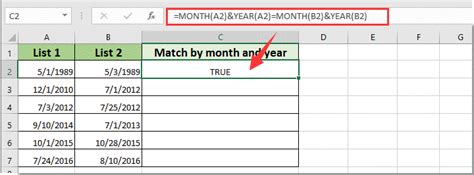 How To Match Dates By Month And Year Only In Excel