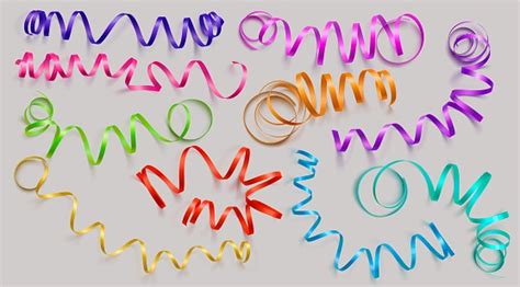 회색 배경에 사실적인 컬러 리본 세트입니다 벡터 그림입니다 인사말 카드 휴일 배너 선물 등에 사용할 수 있습니다 개체 그룹에 대한 스톡 벡터 아트 및 기타 이미지 Istock