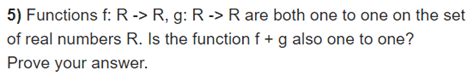 solved 5 functions f r r g r r are both one to one on