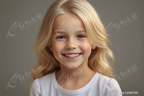 蓝眼睛和白衬衫的金发女孩对着镜头微笑图片下载 红动中国